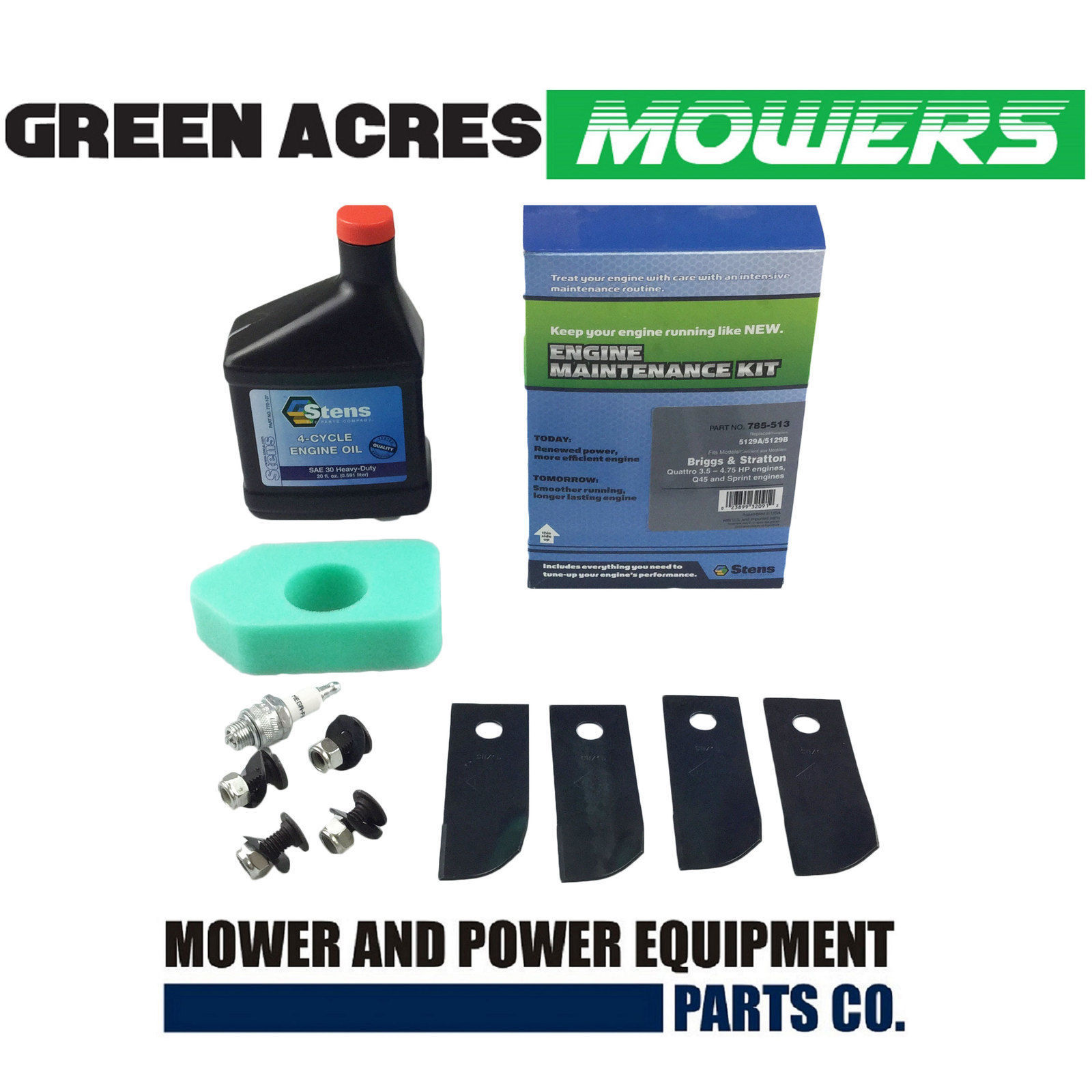 ROVER LAWN MOWER BLADES & SERVICE KIT FOR 3.5 TO 4.75 HP BRIGGS & STRATTON